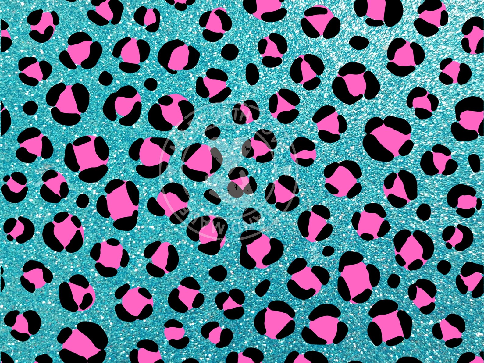 Turquoise Glitter Leopard Print 20oz Straight Tumbler Wrap, PNG ...