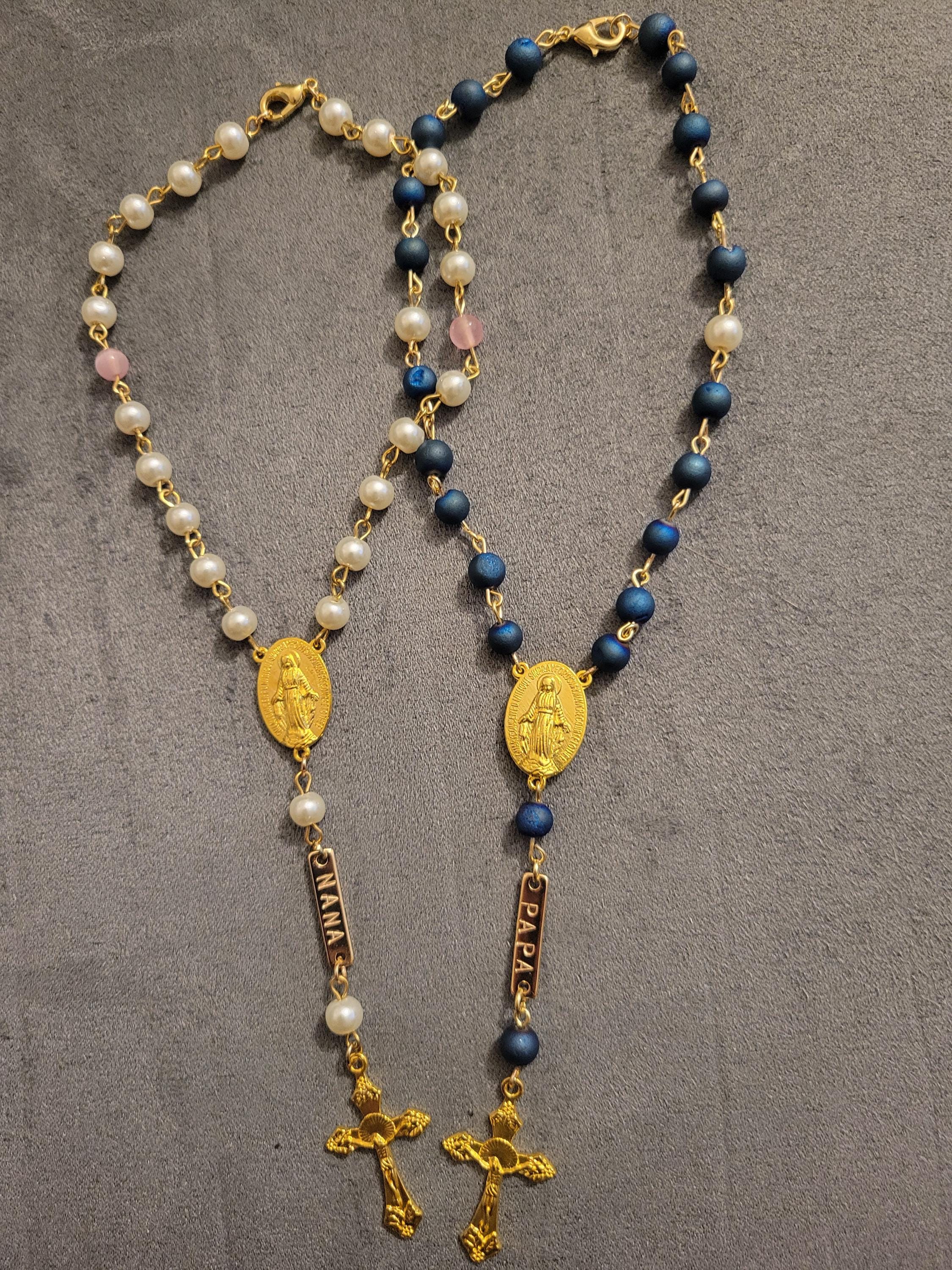 Handmade Car Rosary | Custom Name Plate | Gold Plated, Gift for Loved ...
