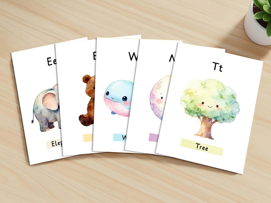 Watercolor Alphabet Flashcards – A-Z Printable Cards + Bonus Wall Art ...
