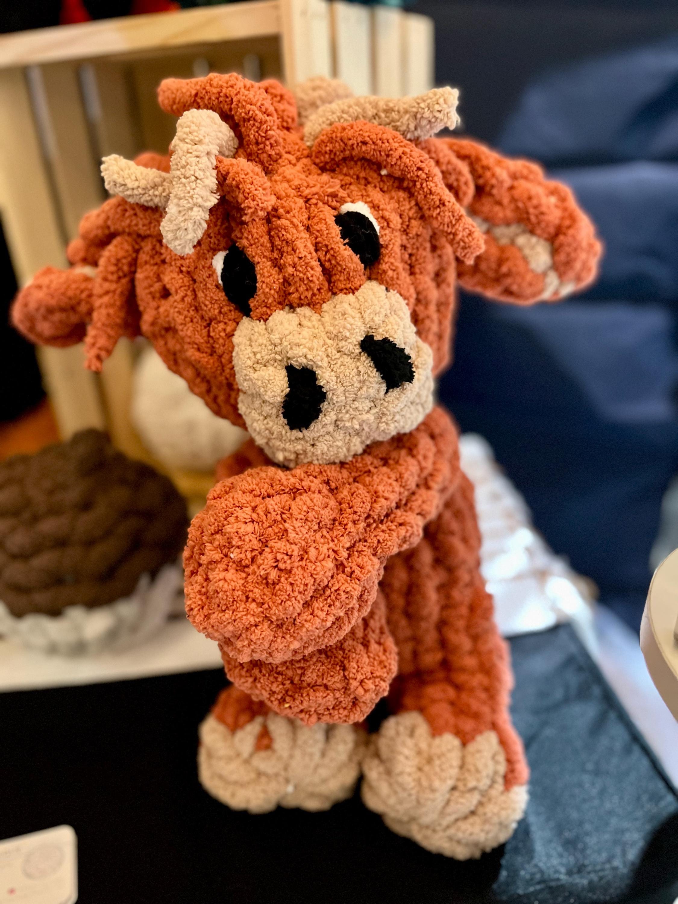 Cielo the Highland Cow, Chunky Knit Cow, Crochet Cow, Cow Stuffed ...