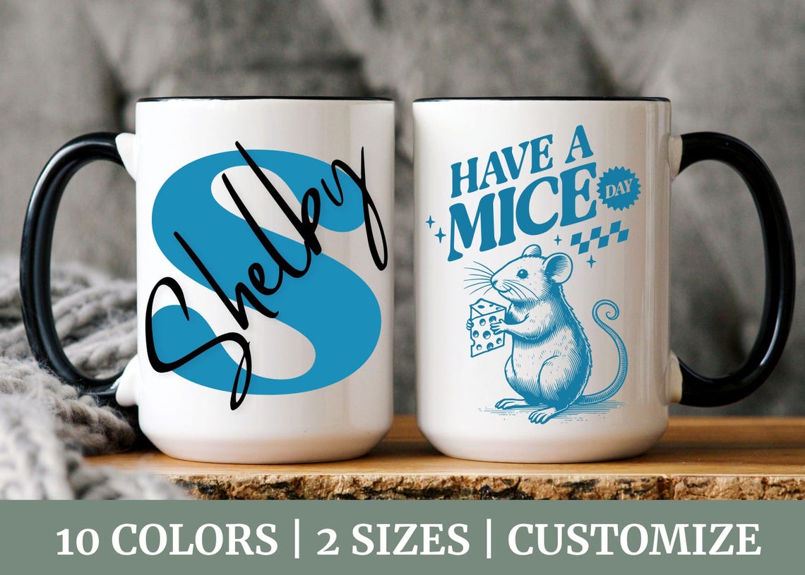 Retro Have A MICE Day! Funny Mouse Design Coffee Mug, Funny Gifts, Gift ...
