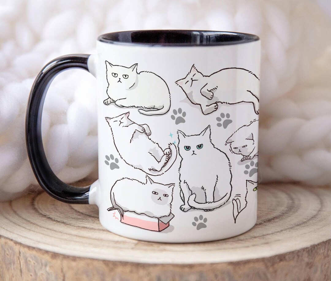 Funny White Cat Mug, White Cat Gift, Cat Coffee Mug, Funny Gift for Cat ...