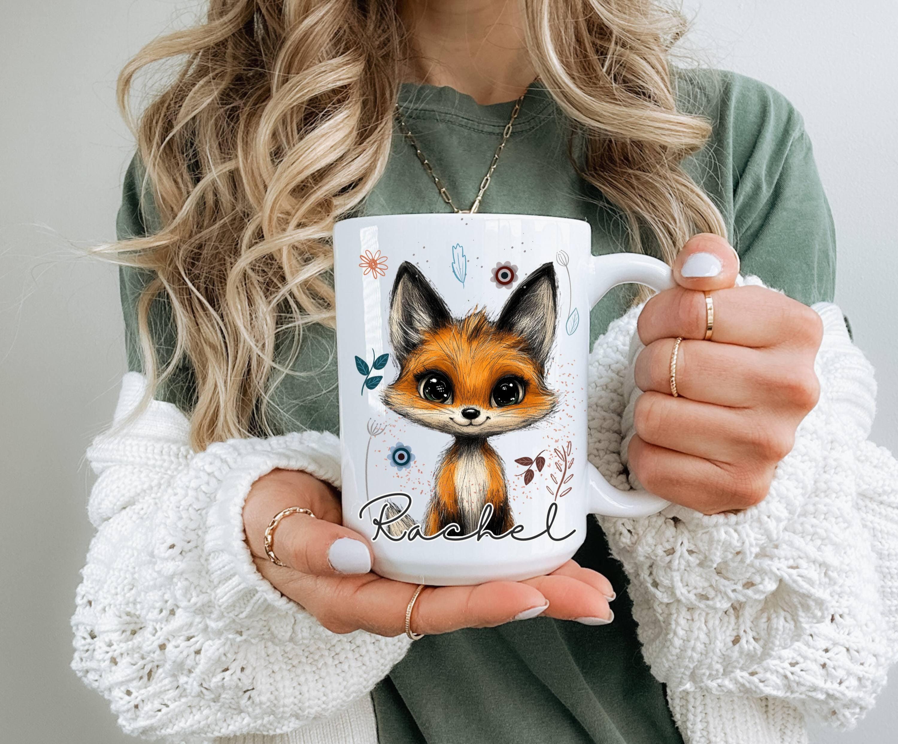 Whimsical Fox Mug, Fox Lover Mug, Floral Fox Coffee Mug, Woodland ...