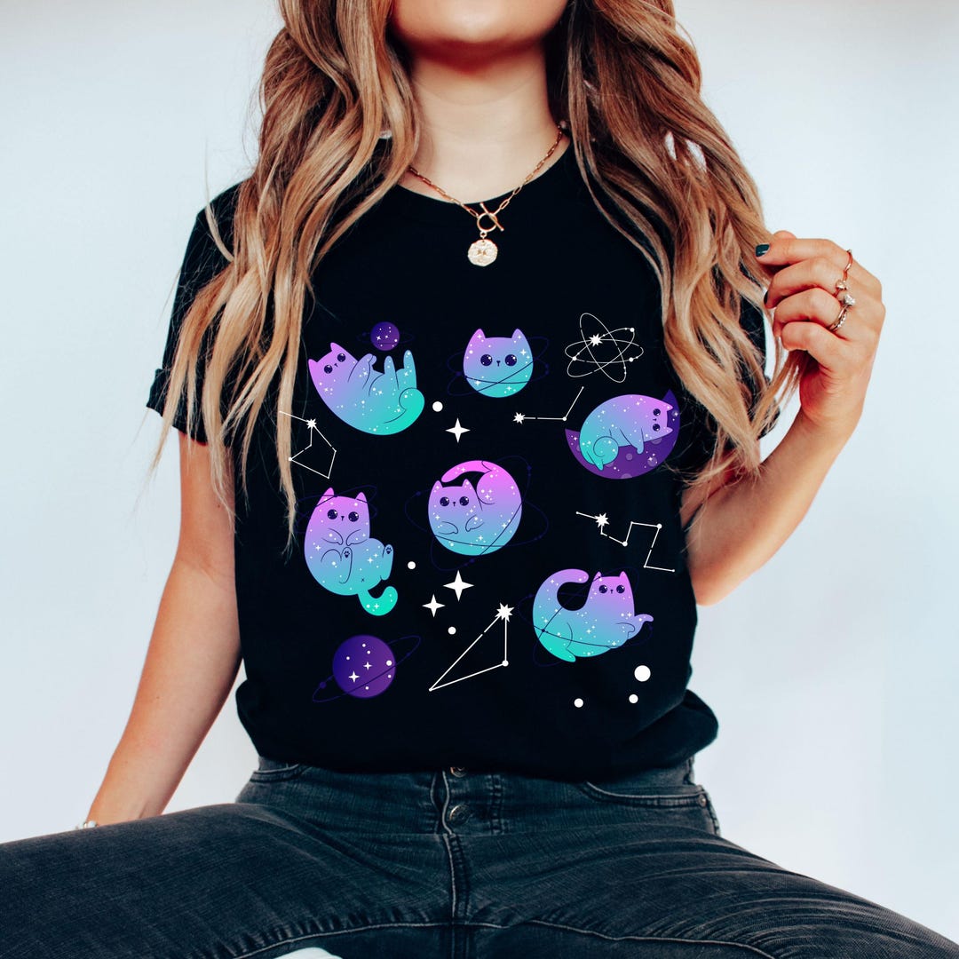 Cats in Space Tee Shirt, Galaxy Space Cats, Retro Vintage Graphic Shirt ...