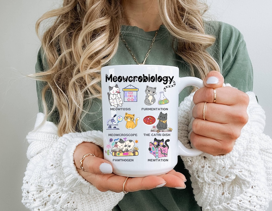 Microbiology Science Cat Mug, Clinical Lab Scientist Mug, Funny Cat ...
