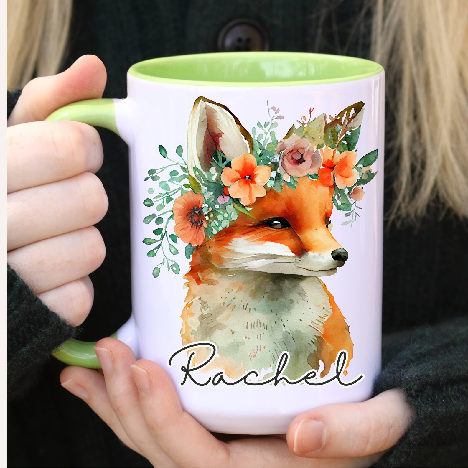 Whimsical Fox Mug, Fox Lover Mug, Floral Fox Coffee Mug, Woodland ...