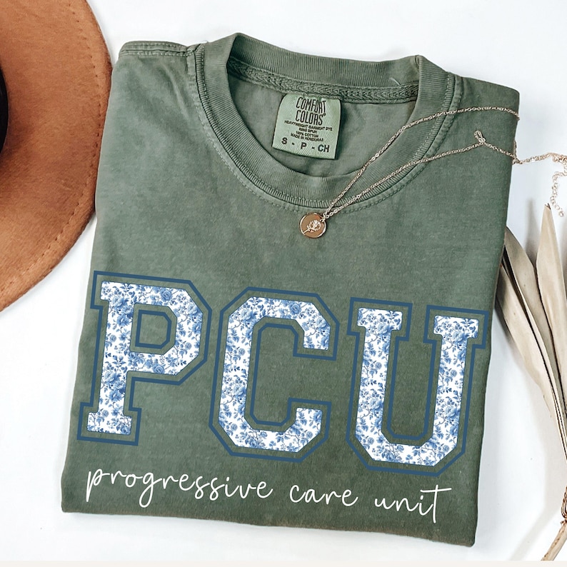 Comfort Colors® PCU Nurse Shirt, PCU Gifts, RN Graduation, Blue Toile ...
