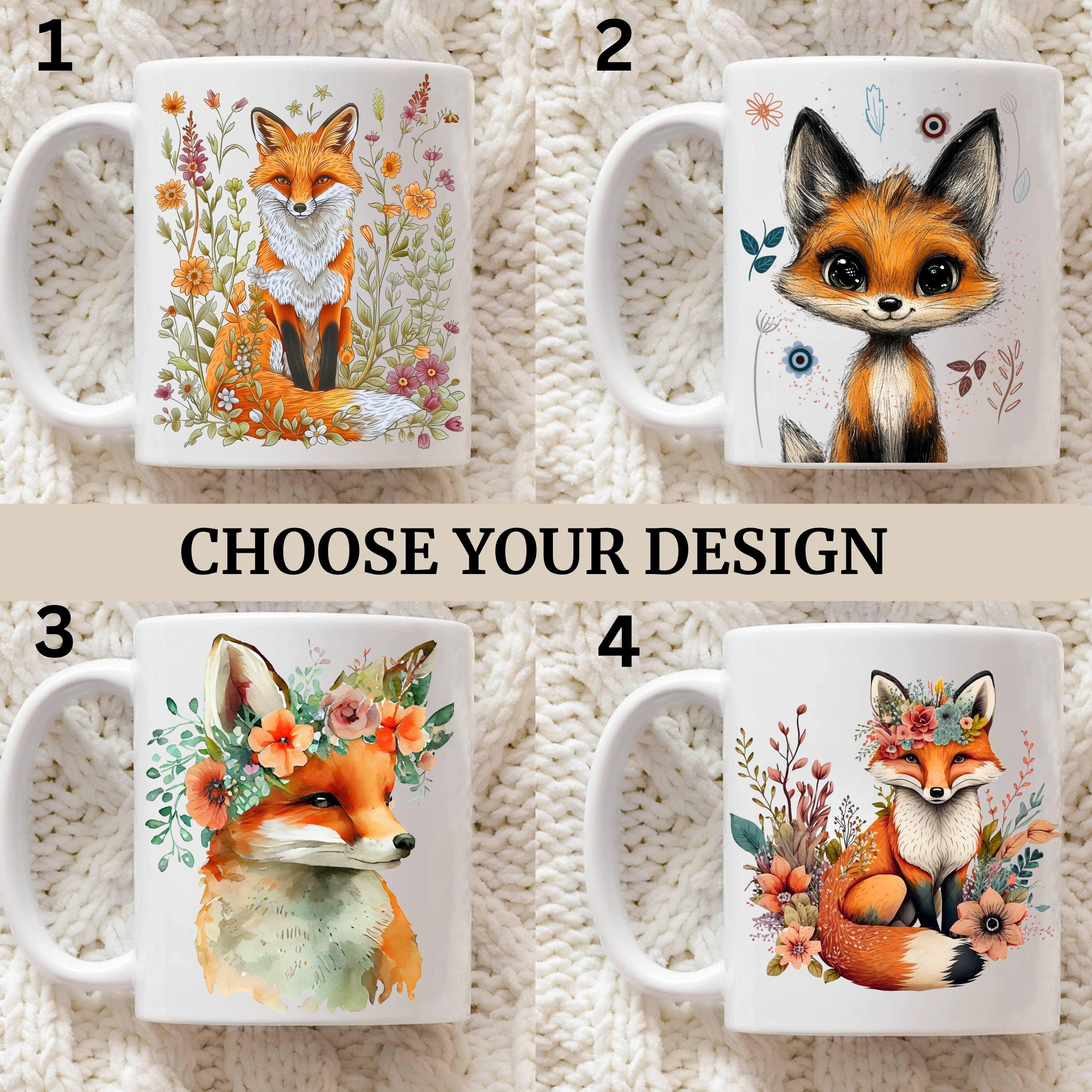 Whimsical Fox Mug, Fox Lover Mug, Floral Fox Coffee Mug, Woodland ...