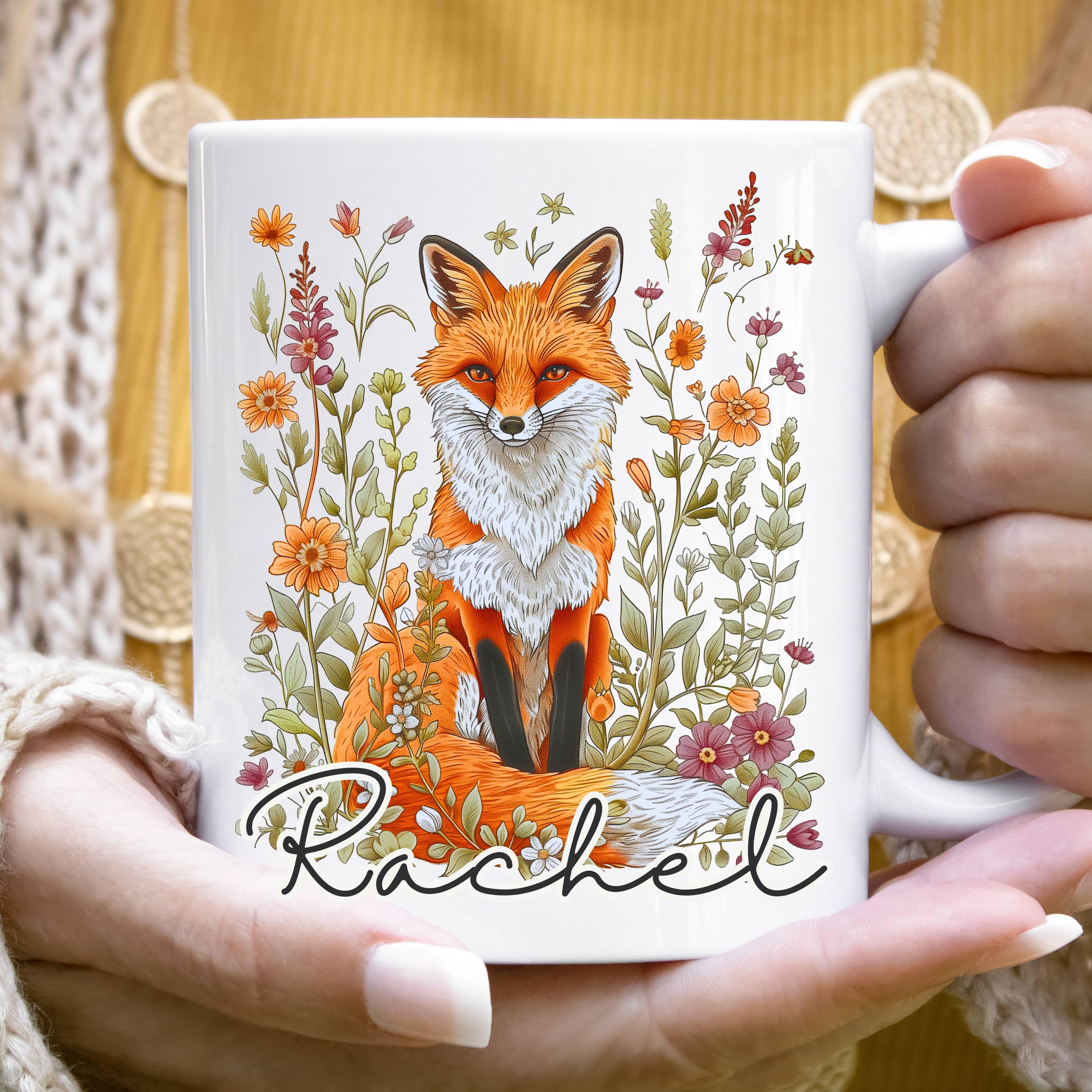 Whimsical Fox Mug, Fox Lover Mug, Floral Fox Coffee Mug, Woodland ...