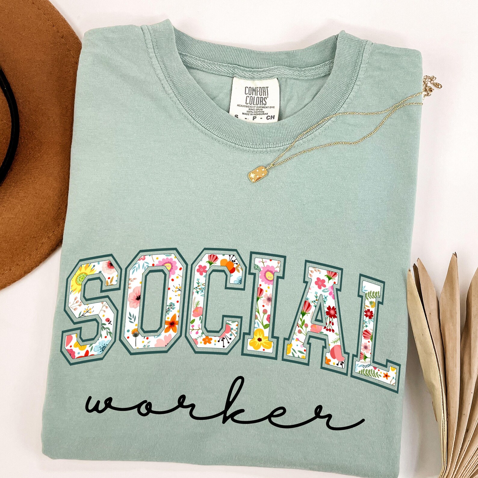 Comfort Colors® Floral School Counselor Shirt, MSW, Social Worker Shirt ...