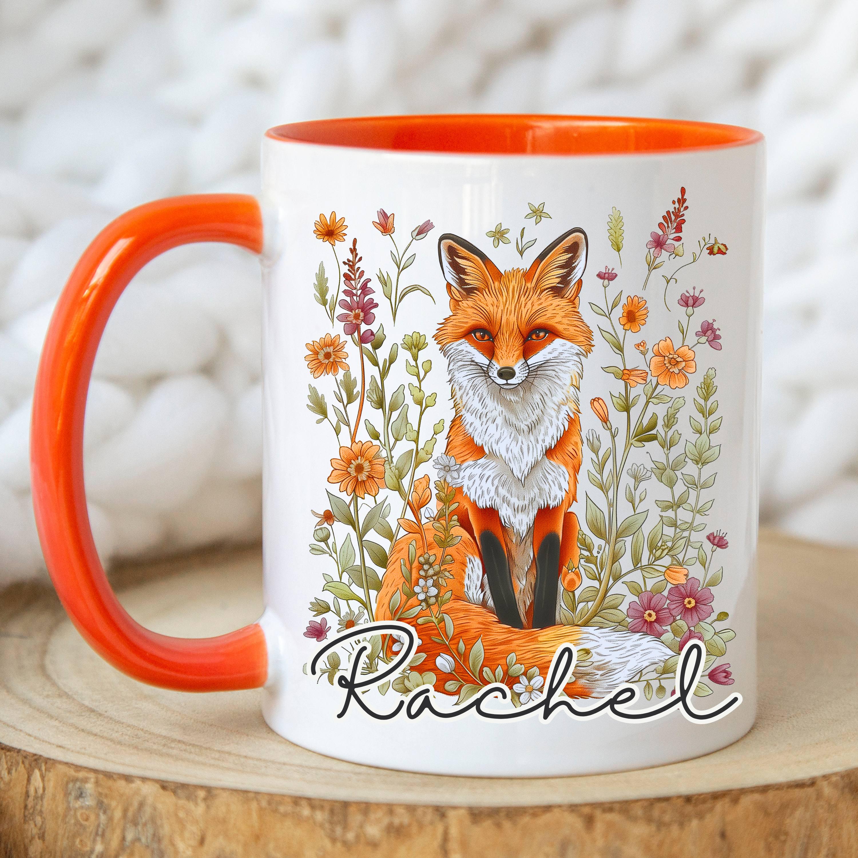 Whimsical Fox Mug, Fox Lover Mug, Floral Fox Coffee Mug, Woodland ...