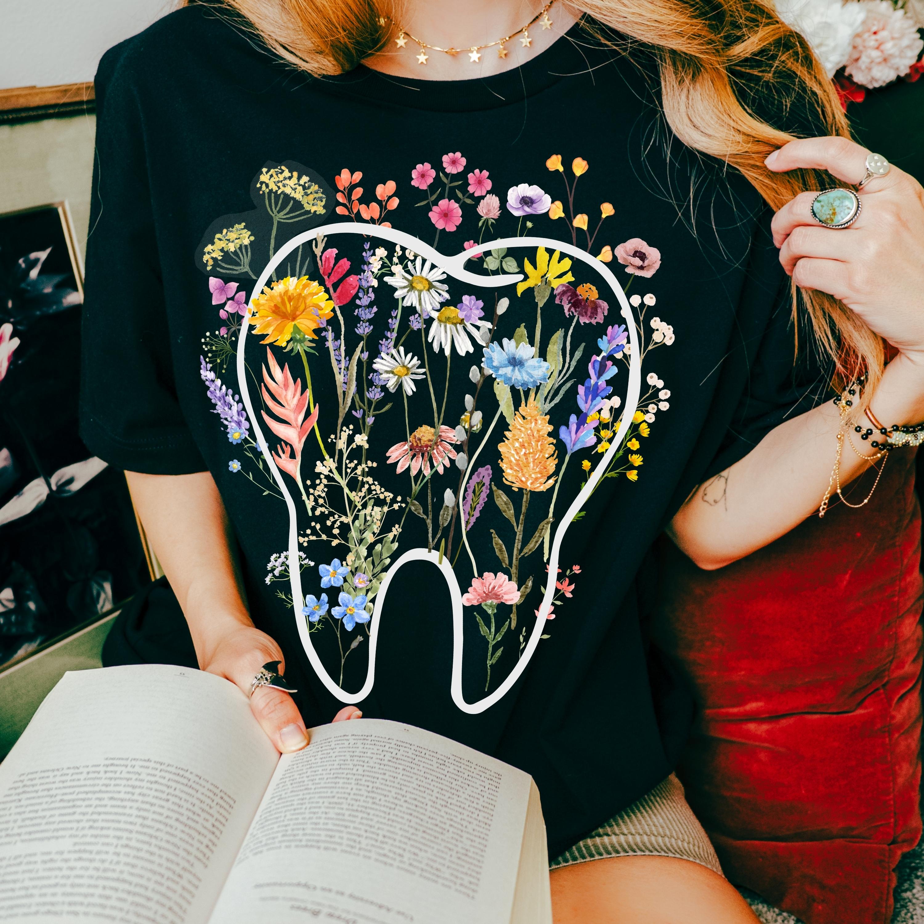 Floral Tooth Shirt,dentist Shirt, Orthodontics, Hygienist Gift, Dentist ...