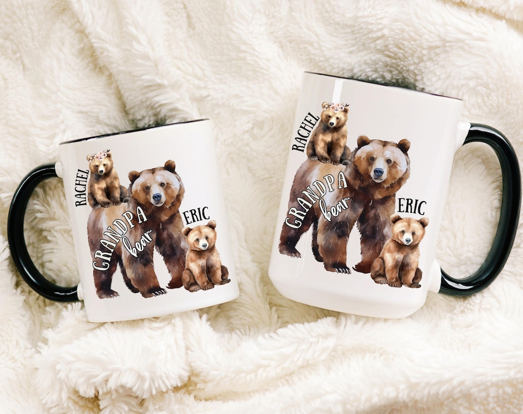 Grandpa Bear Mug, Personalized Grandfather Mug, Grandfather Bear With ...
