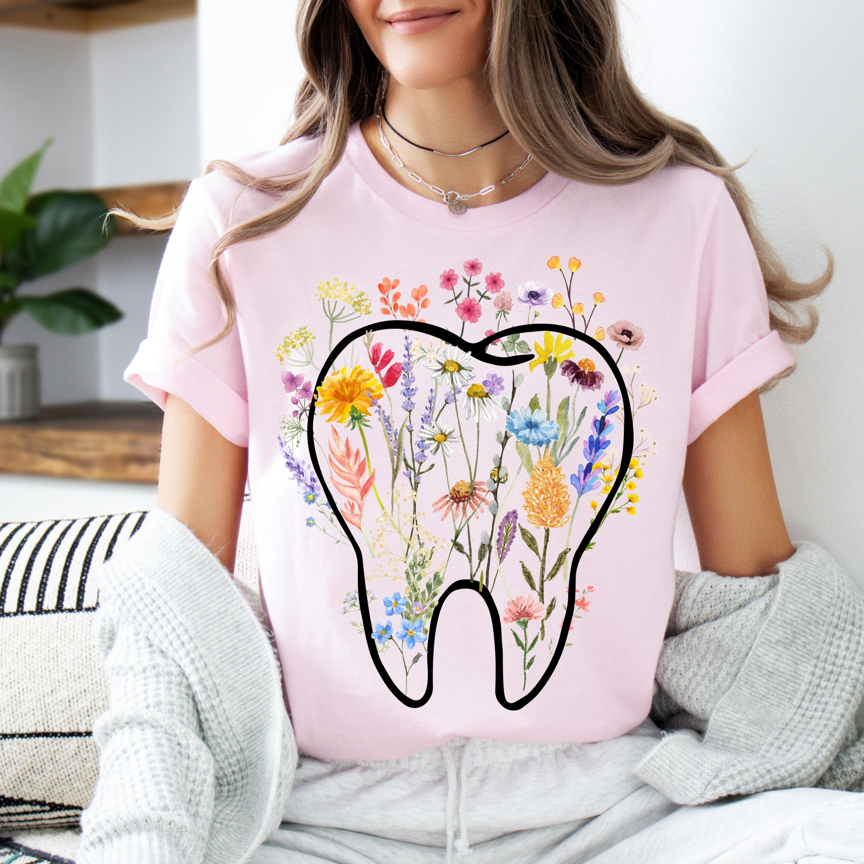 Floral Tooth Shirt,dentist Shirt, Orthodontics, Hygienist Gift, Dentist ...
