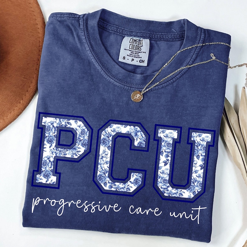 Comfort Colors® PCU Nurse Shirt, PCU Gifts, RN Graduation, Blue Toile ...