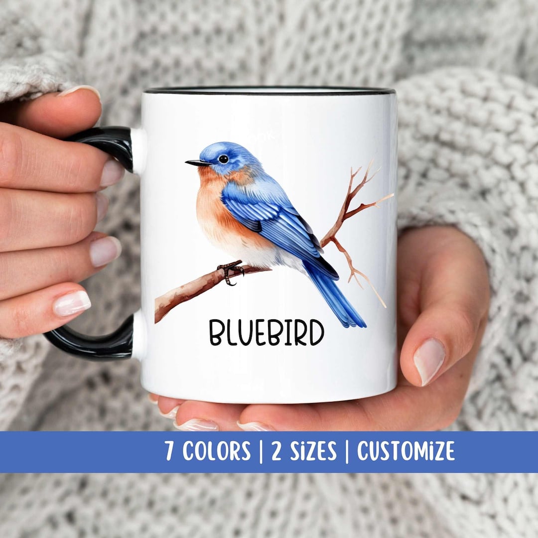 Custom Bluebird Bird Mug, Personalized Bird Gift, Bird Watcher Mug ...