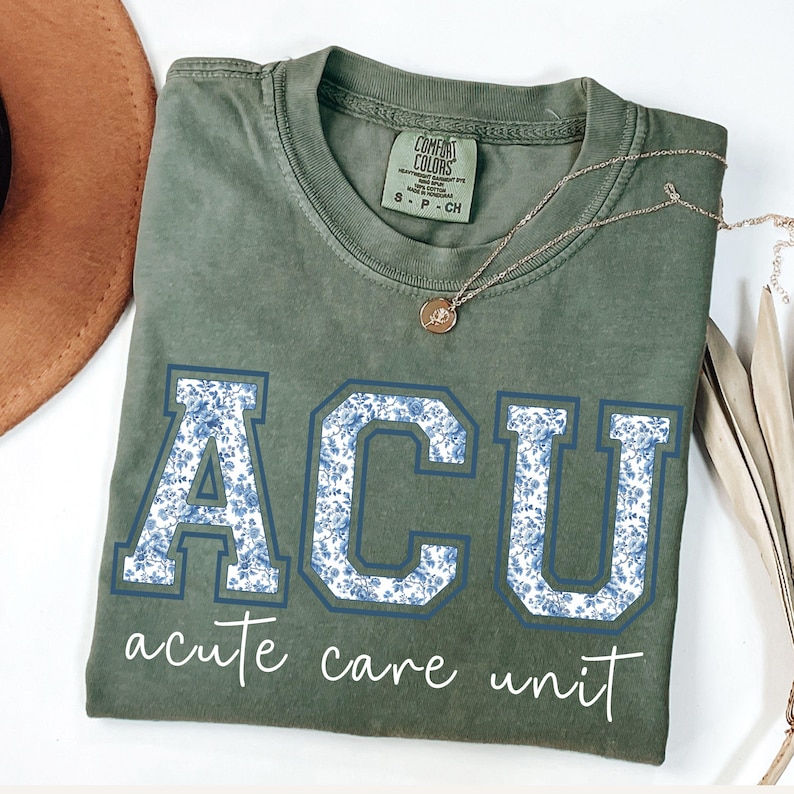 Comfort Colors® ACU Nurse Shirt, Blue Toile Acute Care Unit Nurse T ...