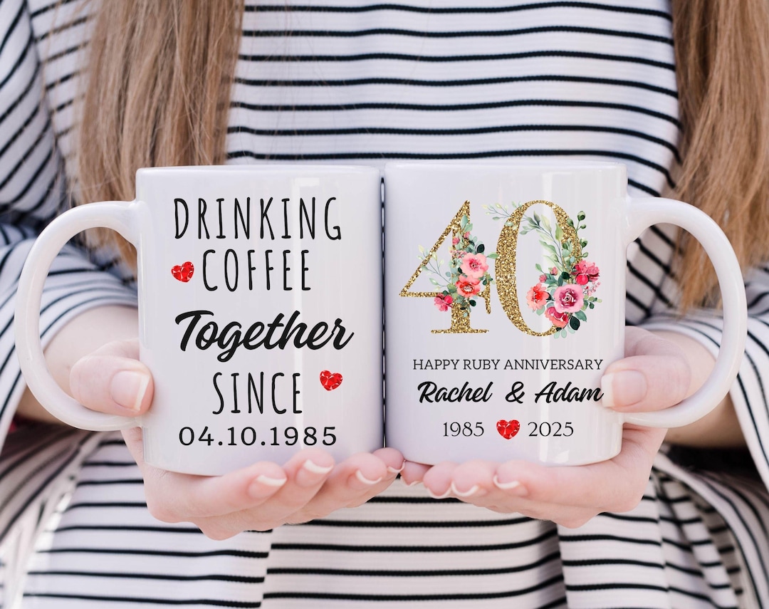 Ruby Wedding Anniversary Mug, Personalized Mug, Ruby Wedding Mug ...