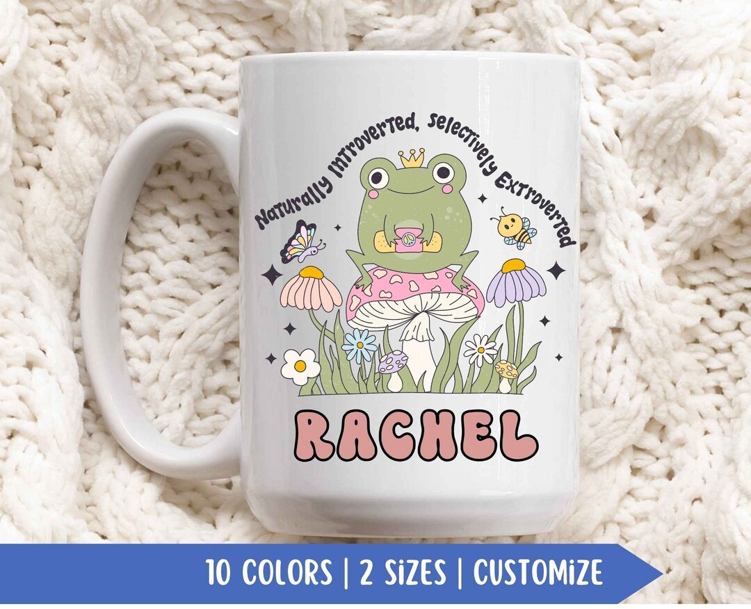 Personalized Name Retro Frog Introvert Extravert Coffee Mug, Mental ...