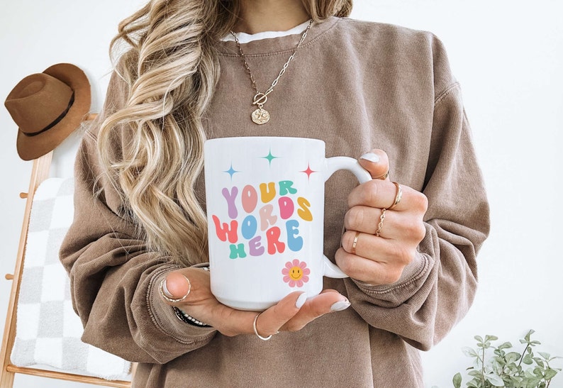 Custom Retro Text Mug, Design Your Own Mug, Gift for Friend,create Your ...