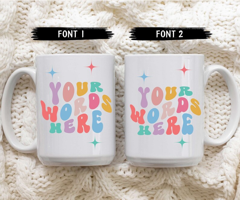 Custom Retro Text Mug, Design Your Own Mug, Gift for Friend,create Your ...