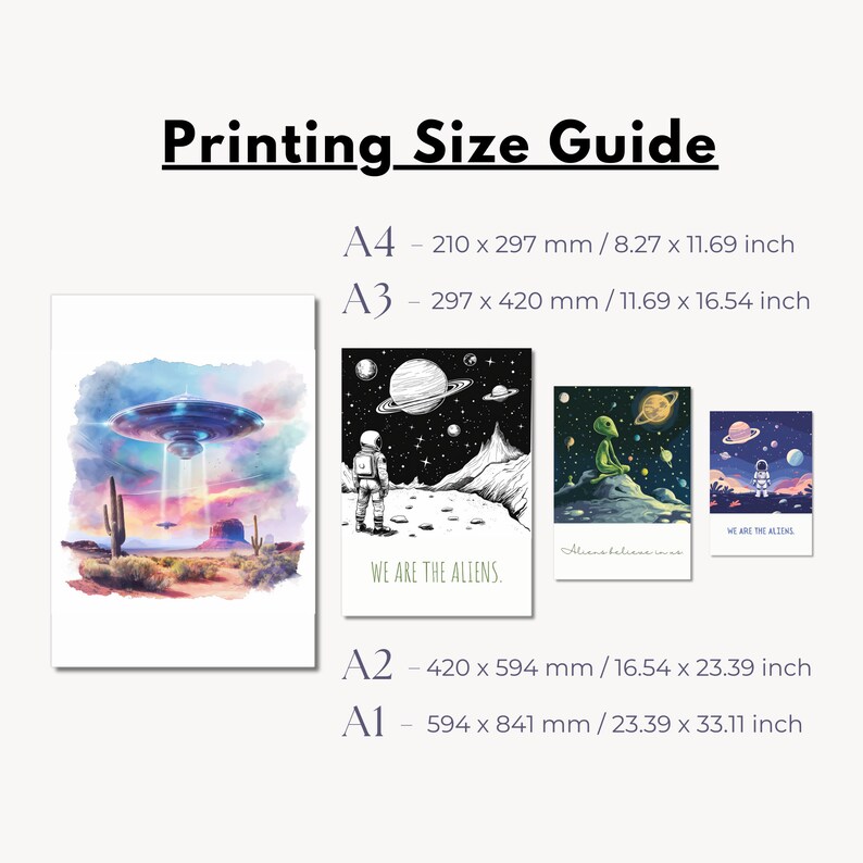 Alien Astronaut Poster, Cool Sci Fi ET Poster Art Gift Idea, I Want to ...