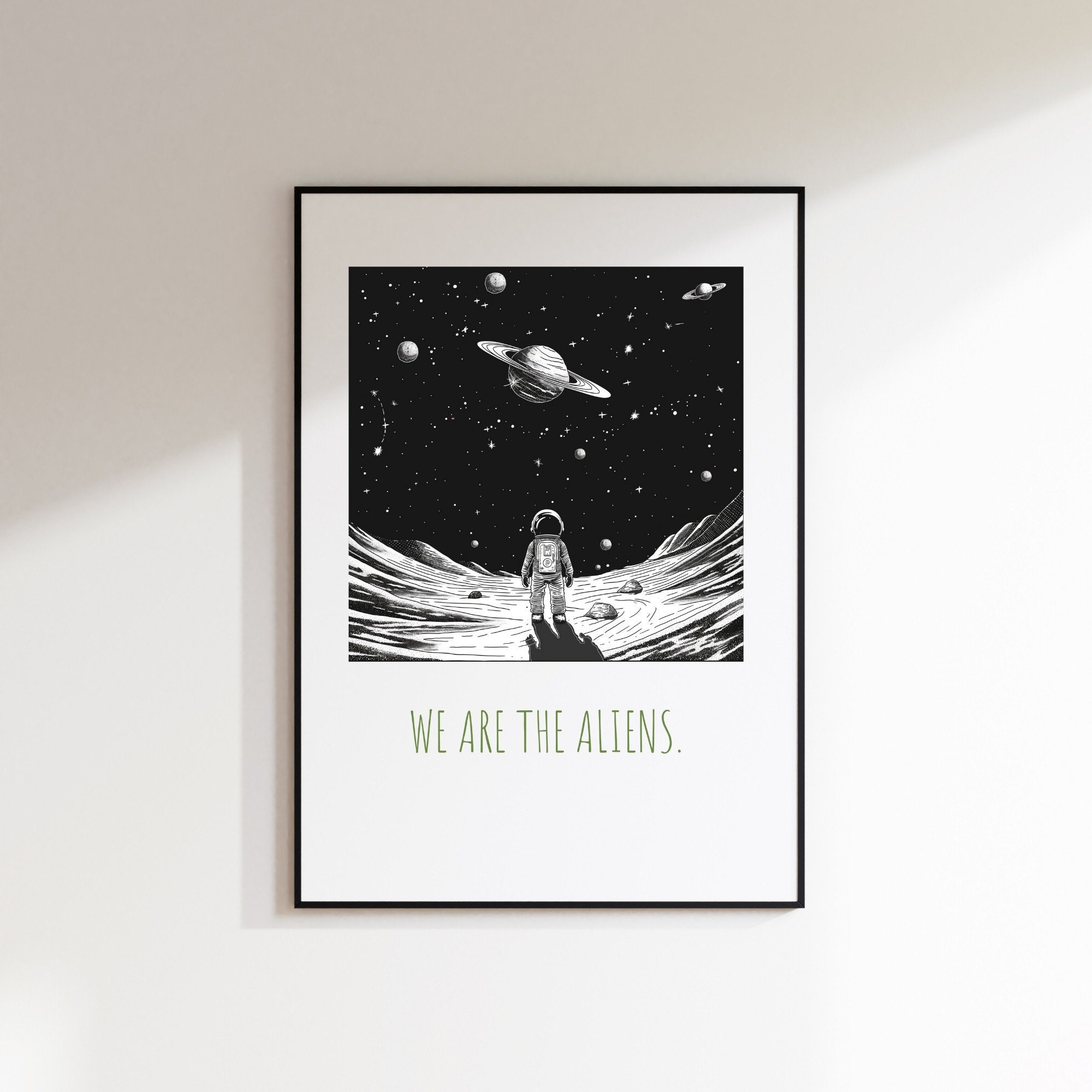 Alien Astronaut Poster, Cool Sci Fi ET Poster Art Gift Idea, I Want to ...