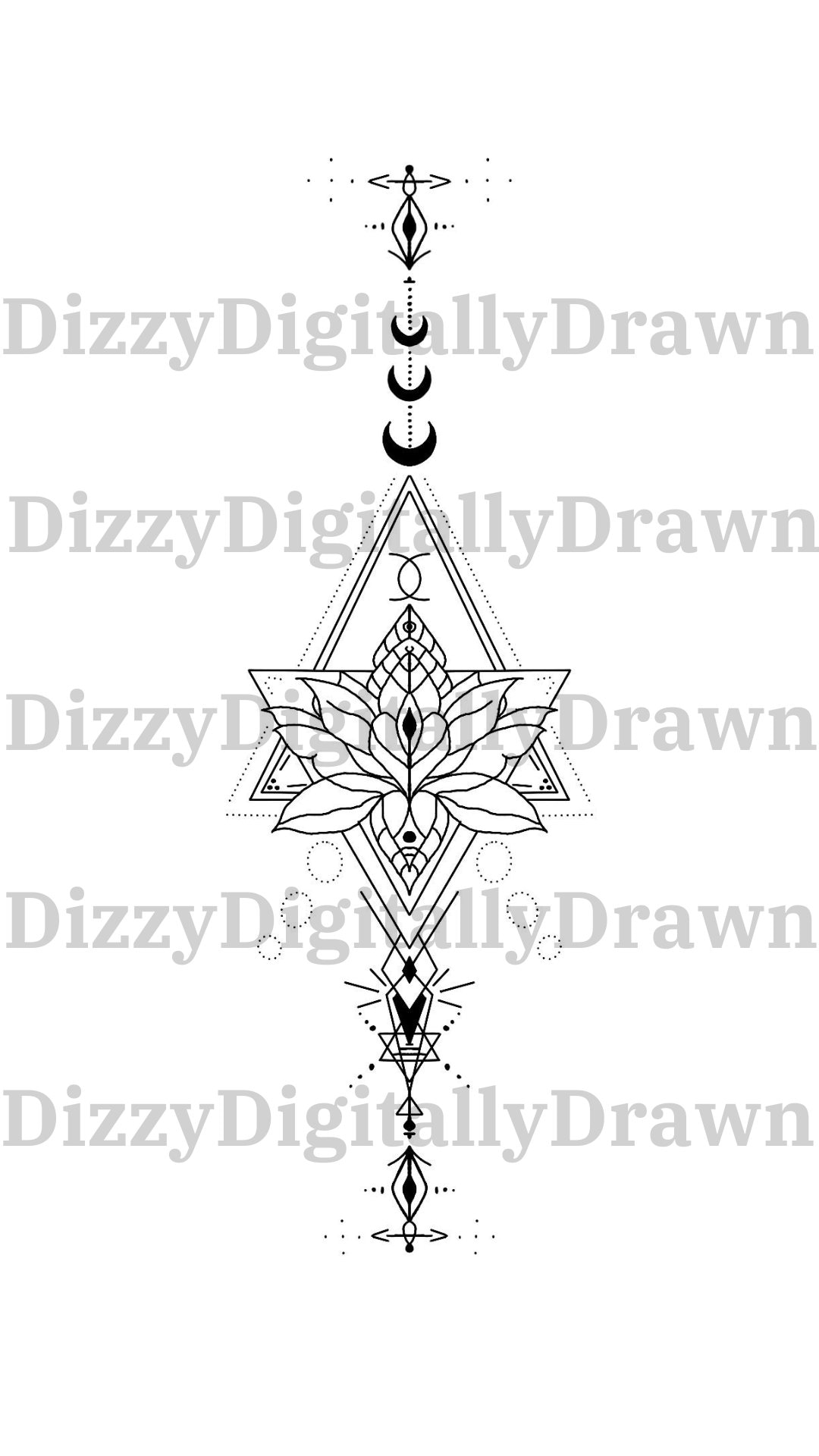 Geometric Lotus Flower Tattoo Design - Etsy