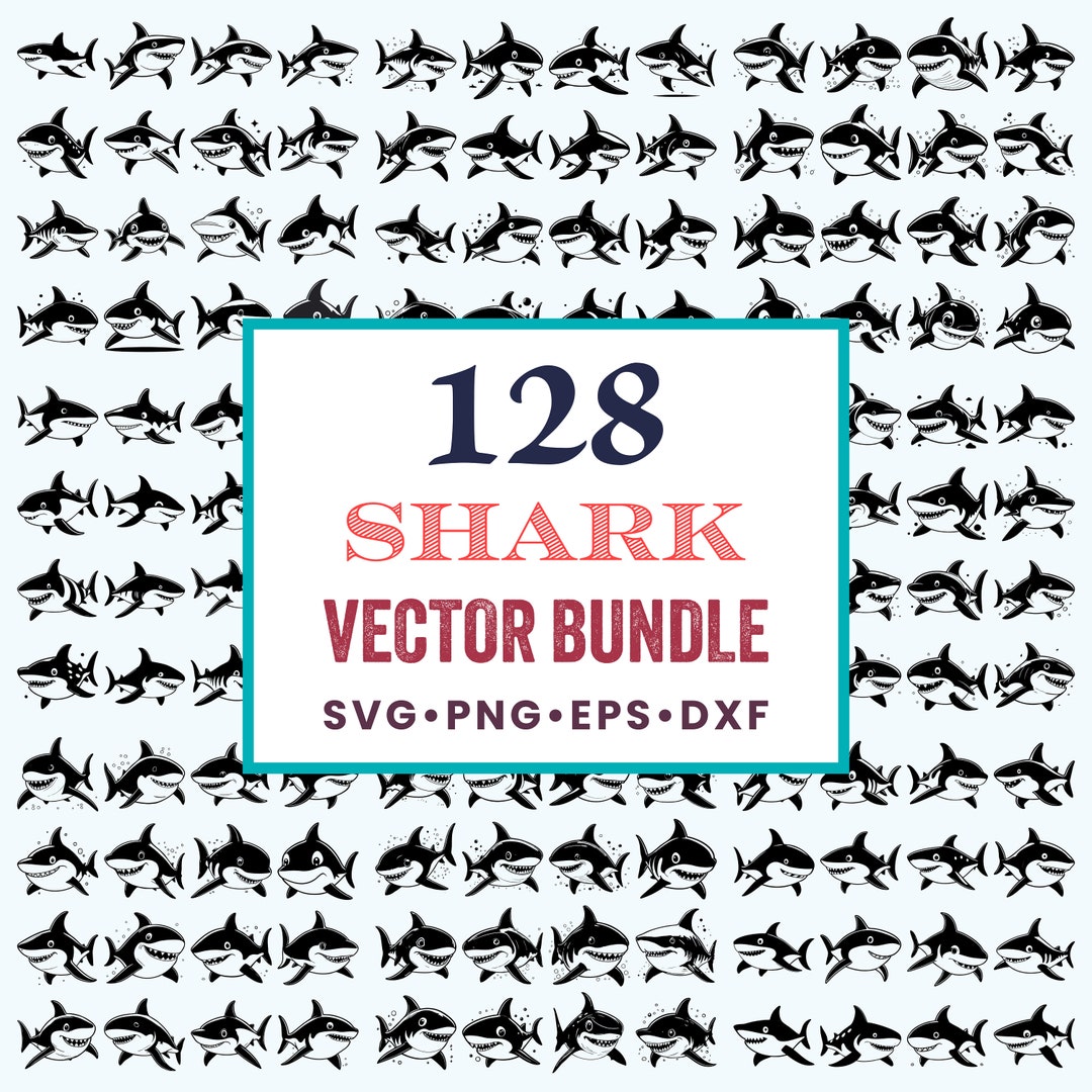 Shark Vector Bundle, Shark Svg, Shark Clipart, Clipart Svg Png Eps Dxf ...