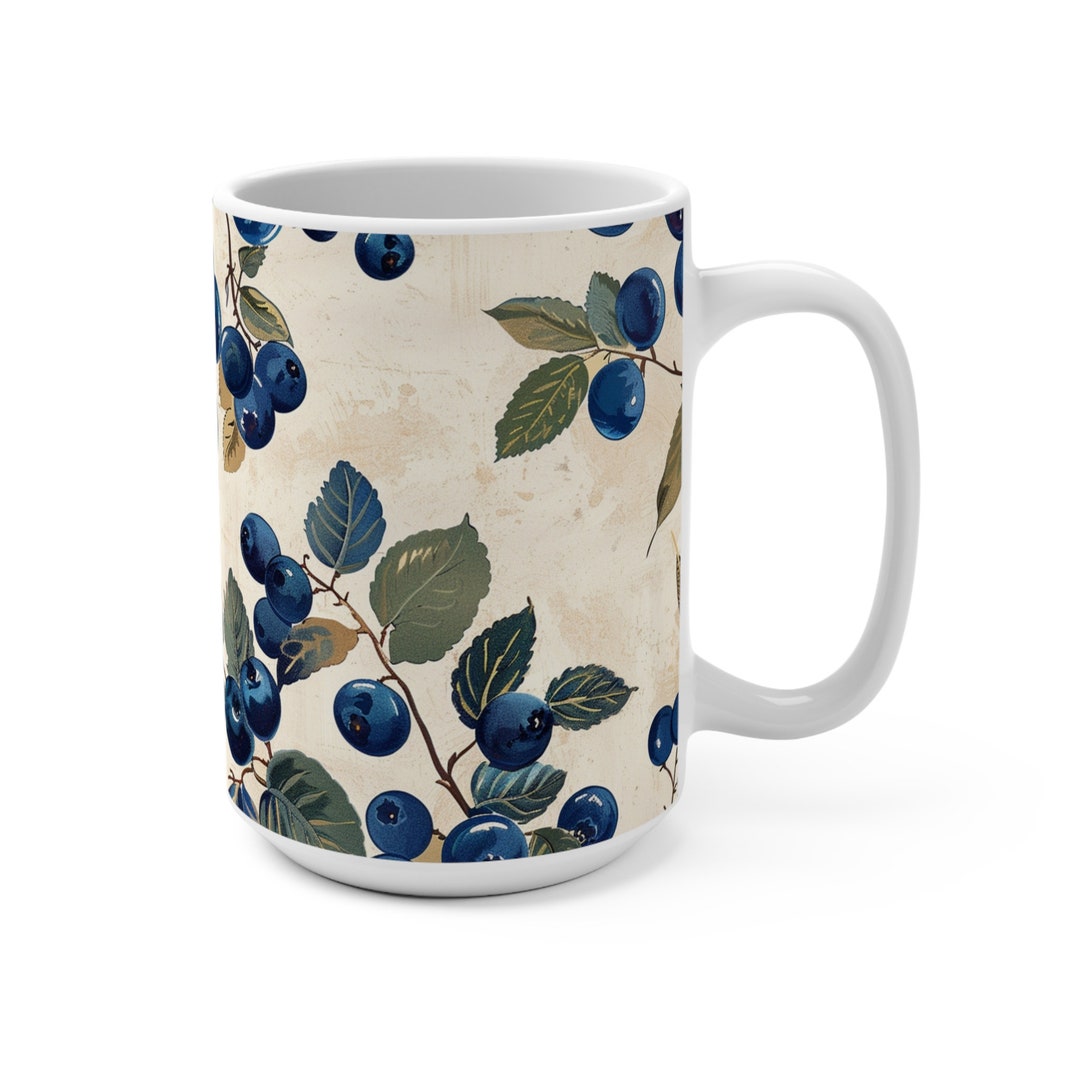 Vintage Blueberry Wallpaper Mug 15oz - Etsy