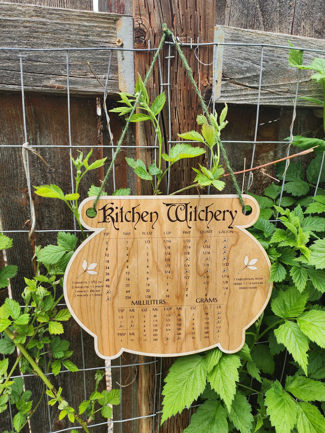 Kitchen Witchery Measuring Conversion Chart on Cherrywood - Etsy