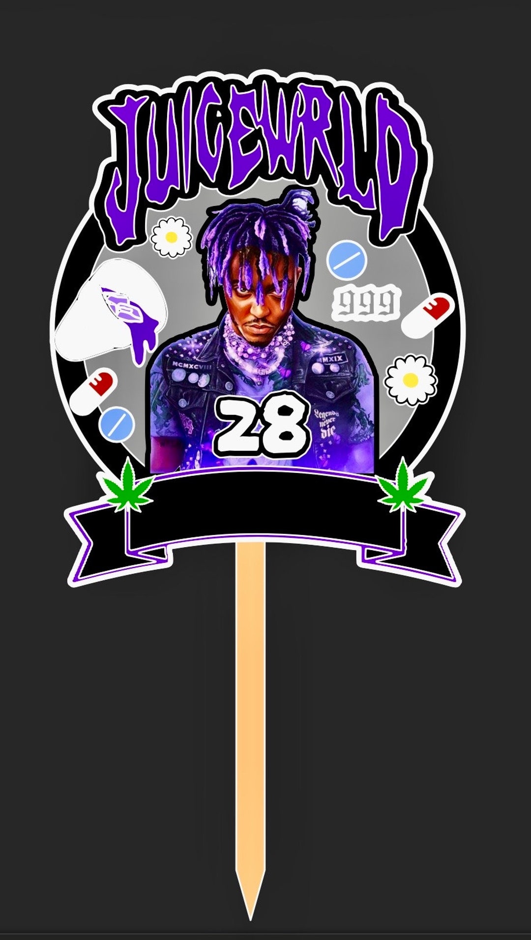 Custom Juice Wrld Emo Purple Birthday Cake Topper - Etsy