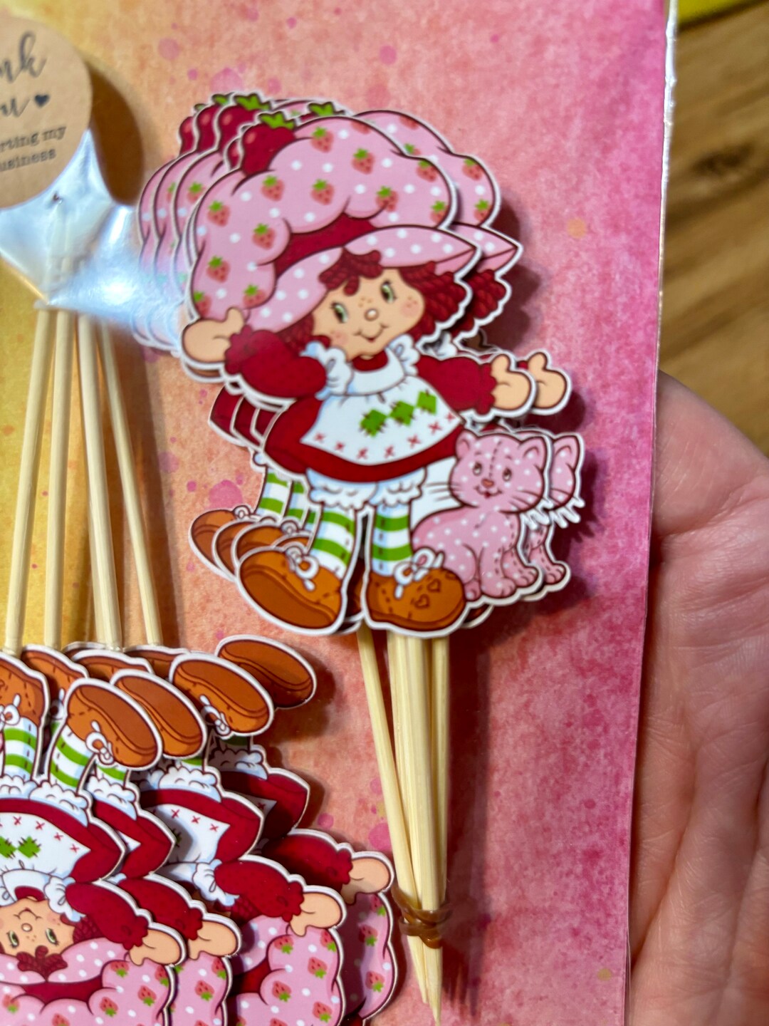 80s Theme Strawberry Fruit Girl Cardstock Birthday Cupcake Toppers ...