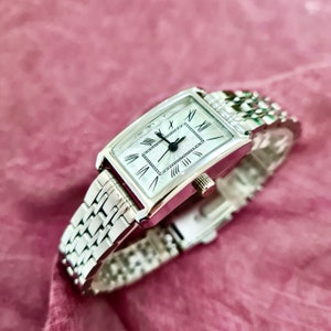 Woman Wrist Watch, Silver Colour Watch, Roman Numeral Dial, Rectangle ...