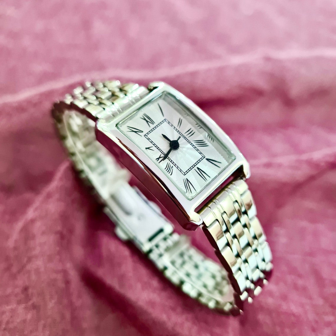 Woman Wrist Watch, Silver Colour Watch, Roman Numeral Dial, Rectangle ...