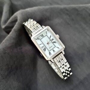 Woman Wrist Watch, Silver Colour Watch, Roman Numeral Dial, Rectangle ...
