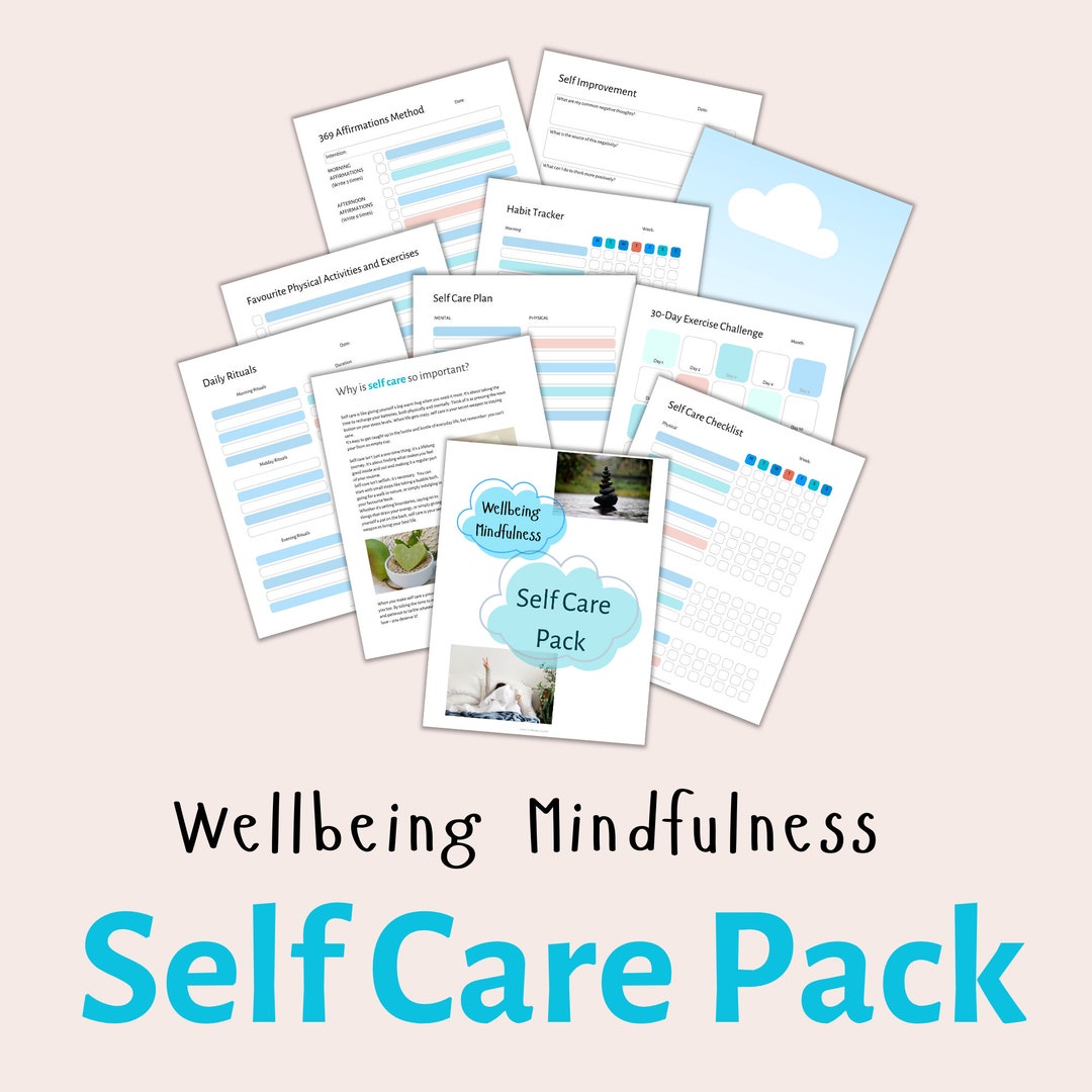 Self Care Pack Printable for Wellbeing Mindfulness - Self Care Journal ...