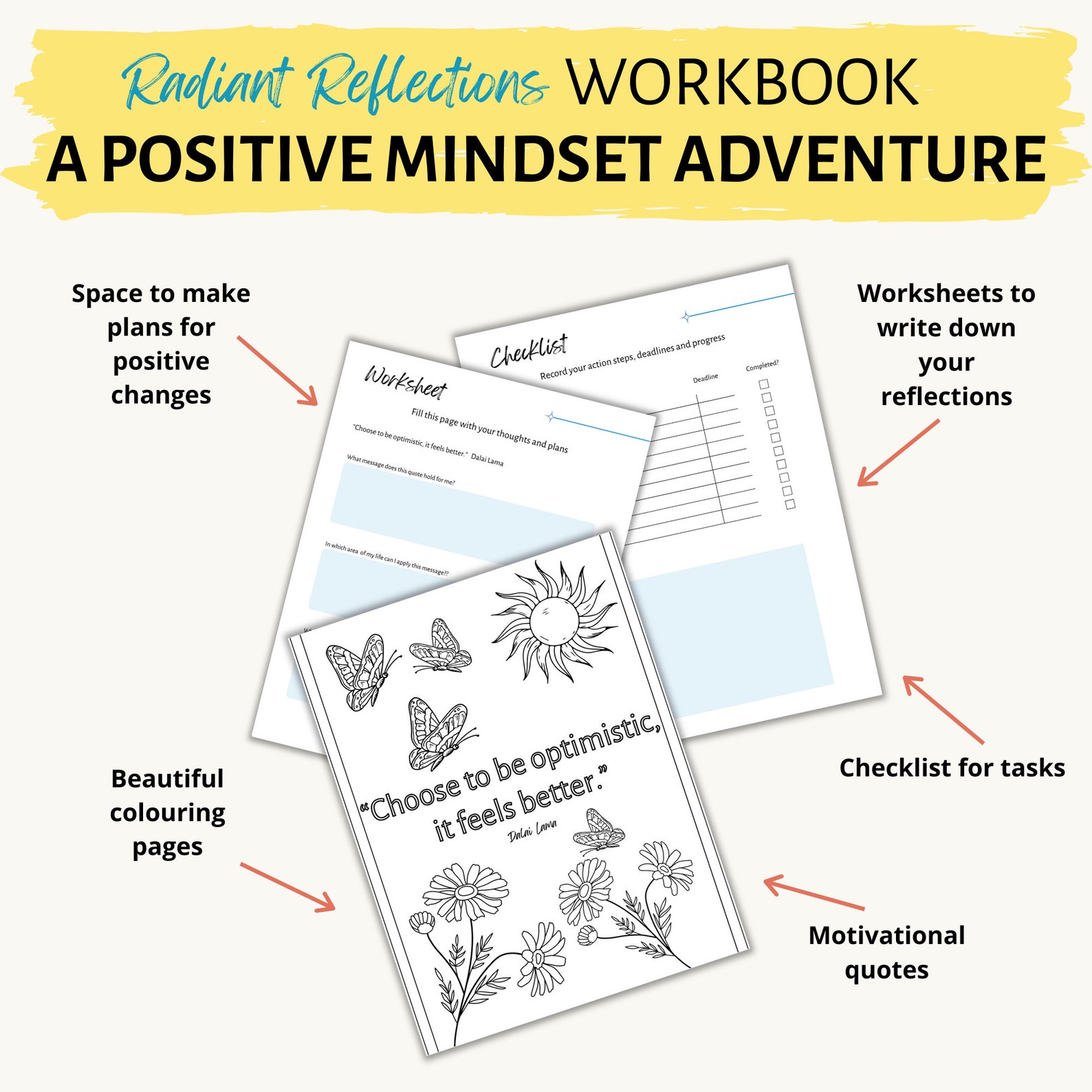 Colouring Workbook Printable, Wellbeing Printable, Positive Thinking ...