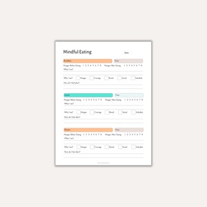 Mindful Eating Journal Printable, Meal Tracker, Healthy Eating Habits ...