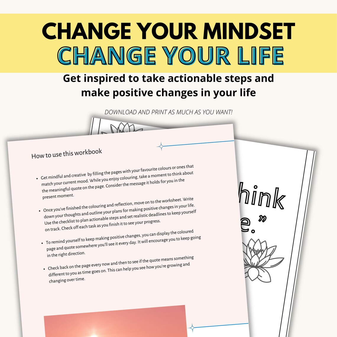 Colouring Workbook Printable, Wellbeing Printable, Positive Thinking ...