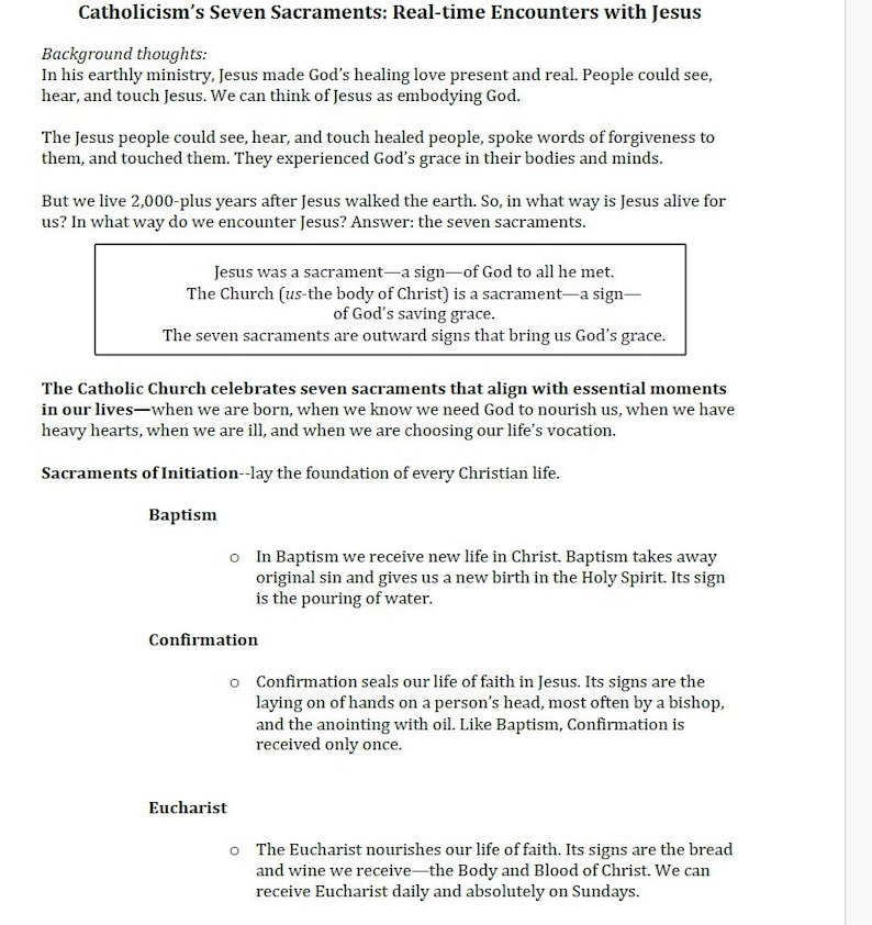 Understand the Catholic Sacraments - Etsy