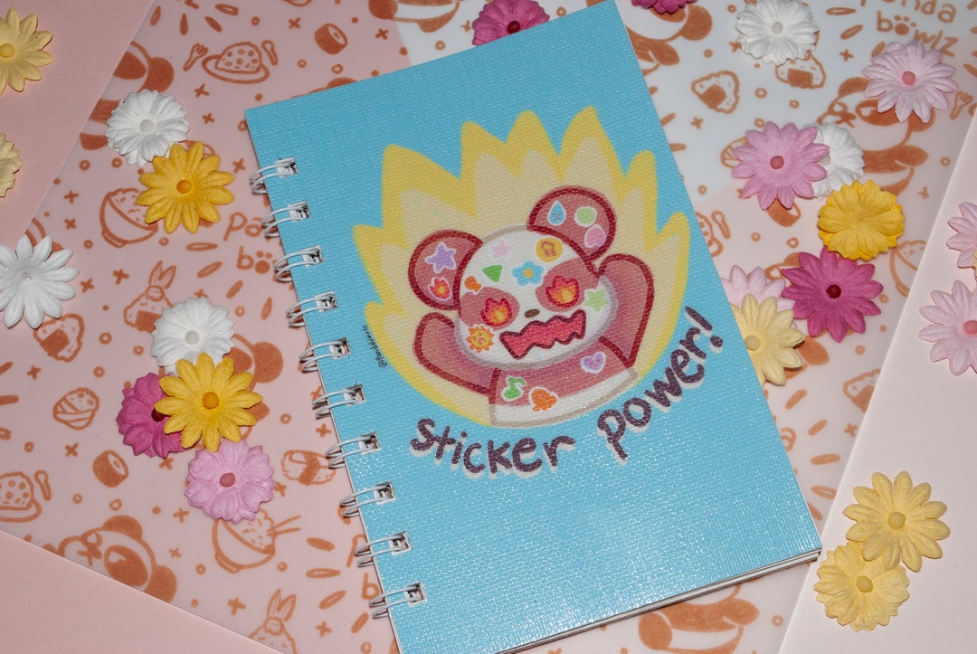 Handmade Reusable Mini Sticker Book Album, Spiral Bound, Panda Fire ...