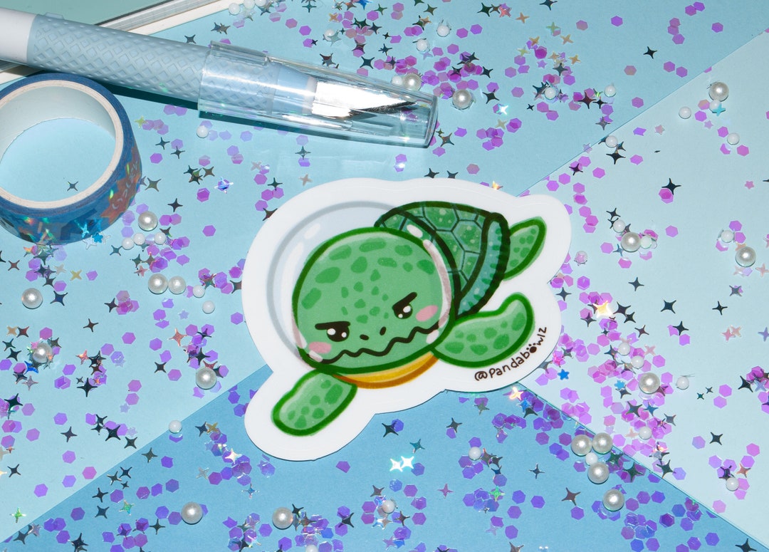 Space Buddies Space Sea Turtle Sticker, Cute Sea Turtle Sticker, Chibi ...