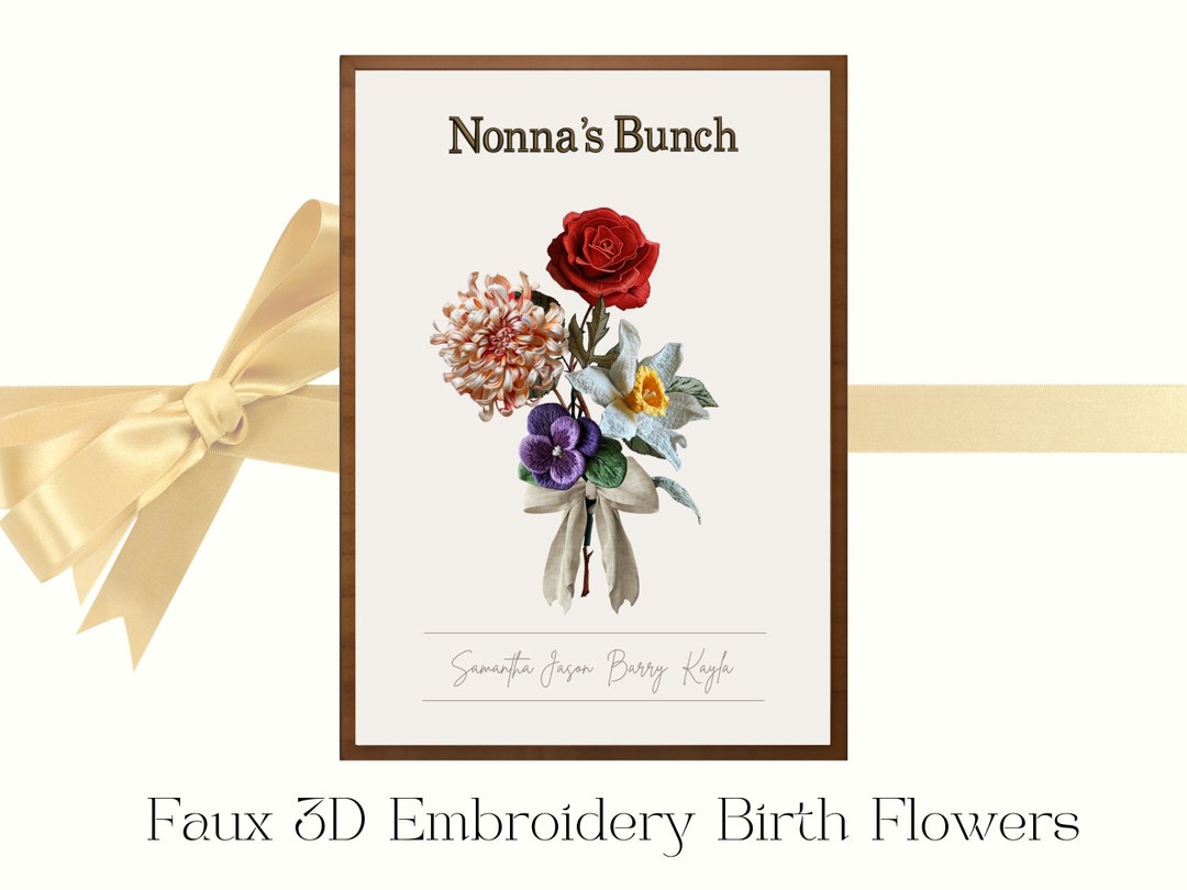 Custom Birth Flower Print 3D Faux Embroidery Mother's Day Gift for ...