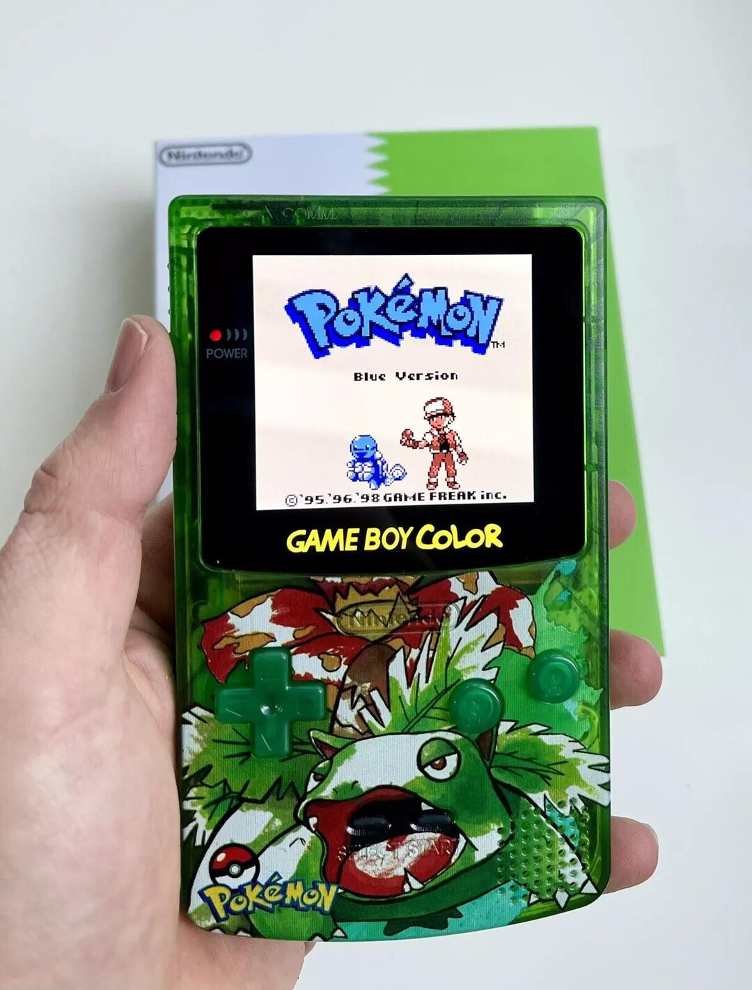 Nintendo Gameboy Color, HUGE OLED Display, Custom Venusaur Shell ...