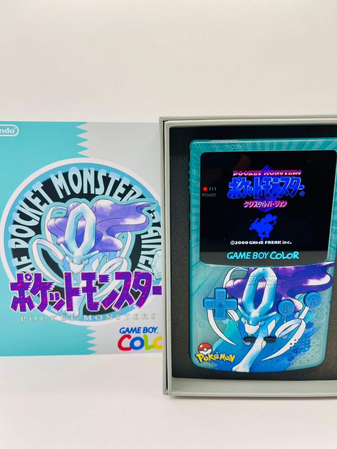 Nintendo Gameboy Color, OLED Display, Custom Suicune Shell & Gift Box ...
