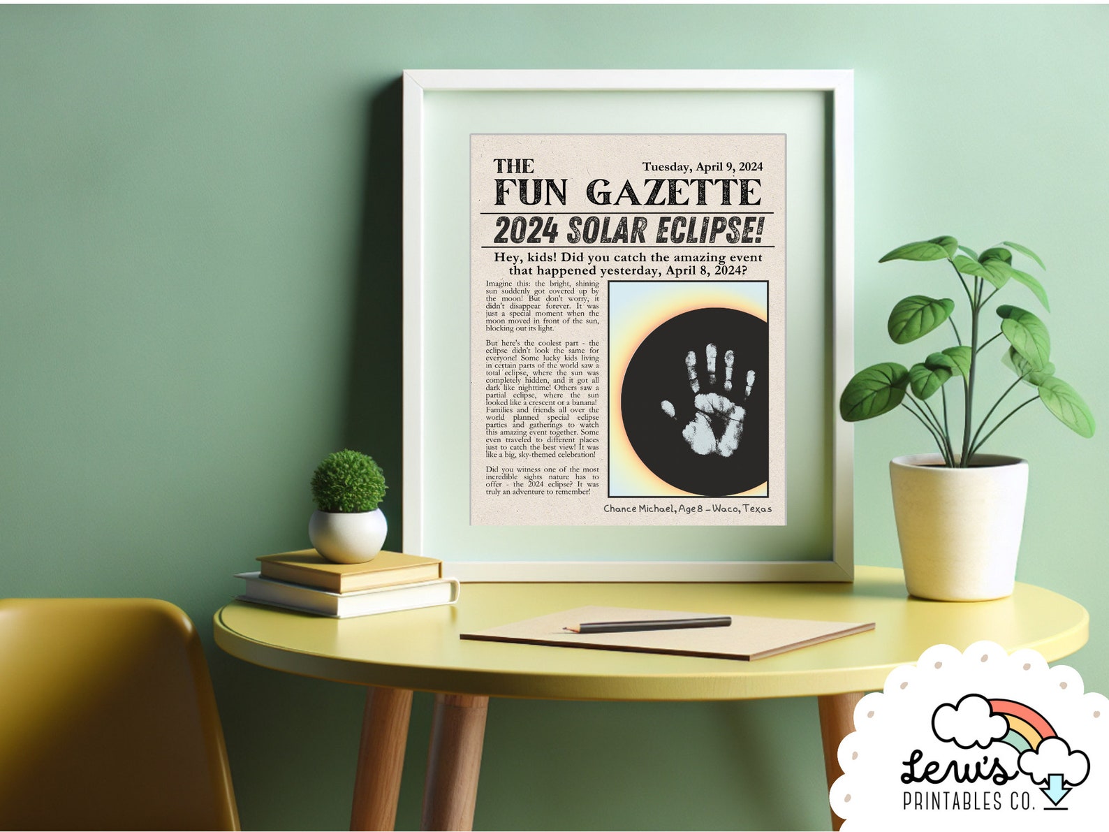 PRINTABLE Solar Eclipse 2024 Handprint Art Childrens Solar Eclipse ...