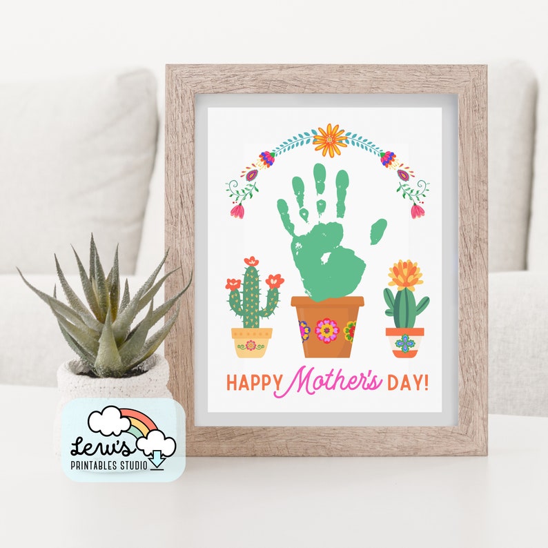 PRINTABLE Christian Mother’s Day Flower Cactus Handprint Art | DIY ...