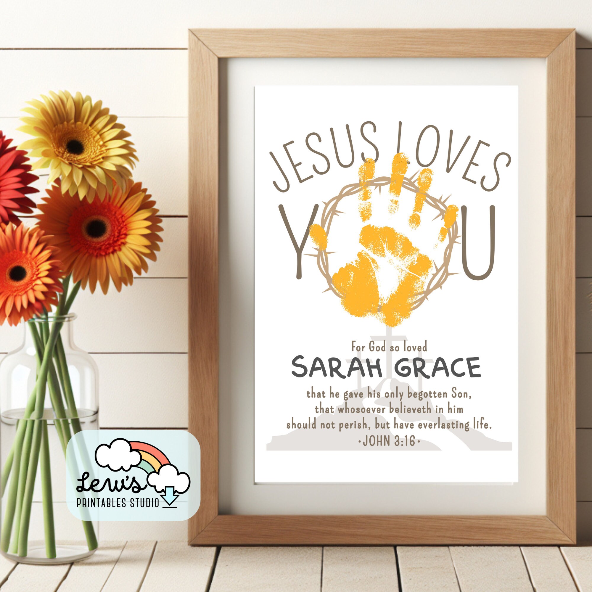 PRINTABLE Christian Jesus Loves You Handprint Art Personalize Child ...