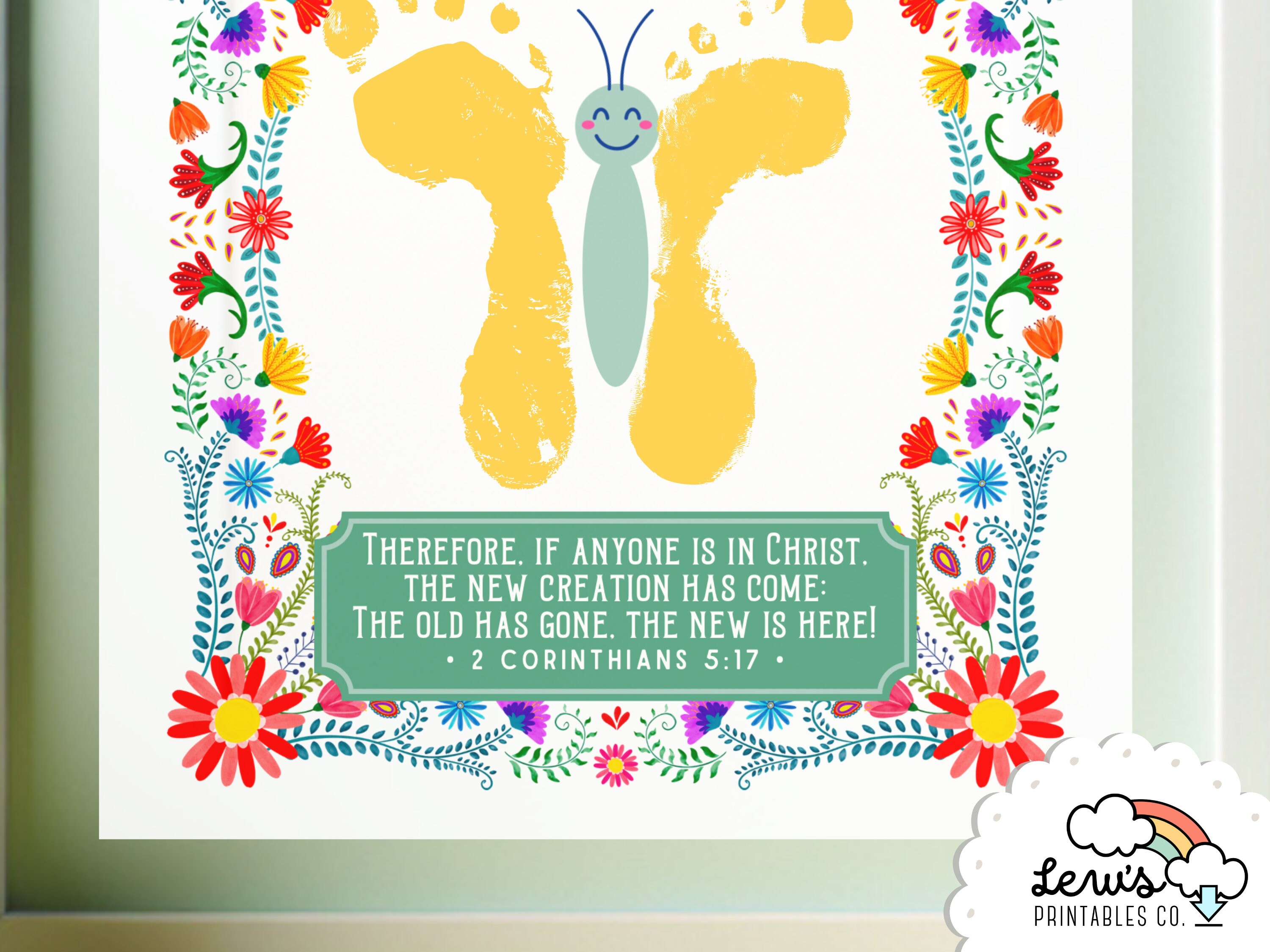 PRINTABLE Christian Spring Butterfly Footprint Craft Art | DIY Made New ...